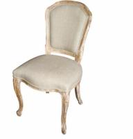 China Antique Light Oak Wood Furniture Dining Room Chairs With Linen Fabric for sale
