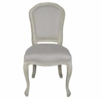 China Antique Light Oak Wood Furniture Dining Room Chairs With Linen Fabric for sale