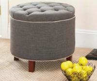 China Round Living Room Storage Bench , Upholstered Storage Ottoman Bench for sale