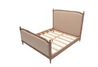 China Oak Wood Upholstered Bedroom Sets , Linen Fabric King Size Upholstered Bed for sale