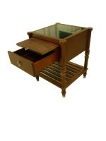 China 1 Drawer Stone Top Hotel Bedside Tables Walnut Wood For Living Room for sale