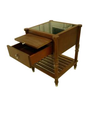China 1 Drawer Stone Top Hotel Bedside Tables Walnut Wood For Living Room for sale
