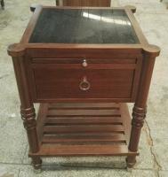 China 1 Drawer Stone Top Hotel Bedside Tables Walnut Wood For Living Room for sale