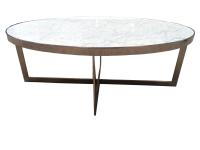 China Indoor Furniture Stone Top Living Room Coffee Table White Quartz With Metal Base for sale