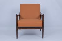 China Vintage Hospitality Lounge Chairs Oak Burnt Orange Arm Chair for sale