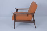China Vintage Hospitality Lounge Chairs Oak Burnt Orange Arm Chair for sale