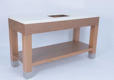 China Commercial Hotel Oak Veneer Stained Bathroom Vanity With Wood Console for sale