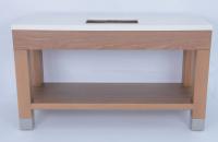 China Commercial Hotel Oak Veneer Stained Bathroom Vanity With Wood Console for sale