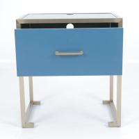 China Custom Made Luxury 5-Star Hotel Night Stand Bedside Table With Brass Stainless Steel Frame for sale
