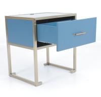 China Custom Made Luxury 5-Star Hotel Night Stand Bedside Table With Brass Stainless Steel Frame for sale