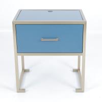 China Custom Made Luxury 5-Star Hotel Night Stand Bedside Table With Brass Stainless Steel Frame for sale