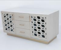 China Luxury Custom Cmade Oak Wood Blue Painted Finish Inside Dresser With Brass Metal Legs for sale
