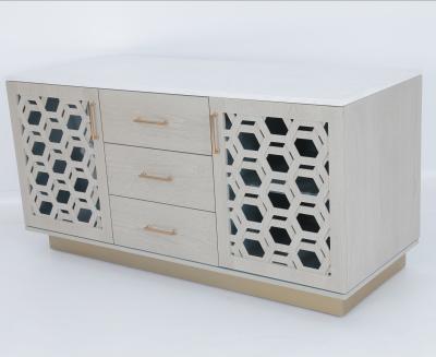 China Luxury Custom Cmade Oak Wood Blue Painted Finish Inside Dresser With Brass Metal Legs for sale