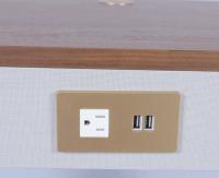 China Luxury Custom Made Walnut Wood Veneer Night Stand With One Drawer And Power Outlet for sale