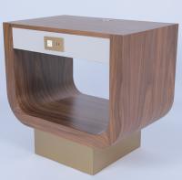 China Luxury Custom Made Walnut Wood Veneer Night Stand With One Drawer And Power Outlet for sale