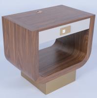 China Luxury Custom Made Walnut Wood Veneer Night Stand With One Drawer And Power Outlet for sale