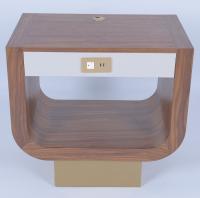 China Luxury Custom Made Walnut Wood Veneer Night Stand With One Drawer And Power Outlet for sale