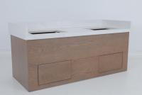 China Commercial Hotel Oak Veneer Stained Bathroom Vanity With Wood Console for sale