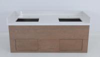 China Commercial Hotel Oak Veneer Stained Bathroom Vanity With Wood Console for sale