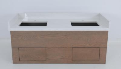 China Commercial Hotel Oak Veneer Stained Bathroom Vanity With Wood Console for sale