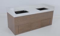China Commercial Hotel Oak Veneer Stained Bathroom Vanity With Wood Console for sale