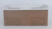 China Commercial Hotel Oak Veneer Stained Bathroom Vanity With Wood Console for sale