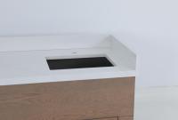 China Commercial Hotel Oak Veneer Stained Bathroom Vanity With Wood Console for sale