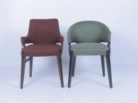 China Velvet Wood Modern Dining Arm Chairs Customized Fabric Wood Frame for sale