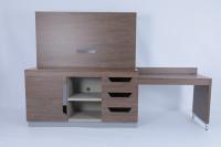 China Modern Bedroom Custom Expansive Linear TV Panel And Desk Cabinet For Hilton Hotel for sale