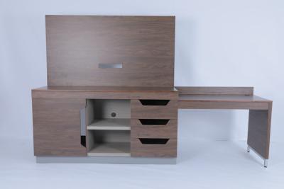 China Modern Bedroom Custom Expansive Linear TV Panel And Desk Cabinet For Hilton Hotel for sale