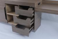 China Modern Bedroom Custom Expansive Linear TV Panel And Desk Cabinet For Hilton Hotel for sale