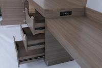 China Modern Bedroom Custom Expansive Linear TV Panel And Desk Cabinet For Hilton Hotel for sale