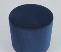 China COM Fabric Upholstered Round Stool Antique Brass Recessed Base for sale