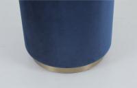 China COM Fabric Upholstered Round Stool Antique Brass Recessed Base for sale