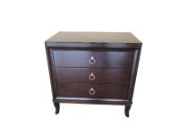 China 3 Drawer Walnut Finish Hotel Bedside Tables King Size Wooden Night Stand for sale