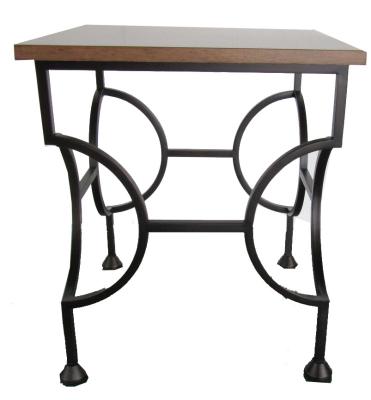 China Durable Metal And Wood Side Table Laminate Top With Black Powder Coat Finish for sale