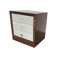 China Walnut Wood Frame Bedroom Night Stands With 3 White Finish Front Panel Drawers for sale
