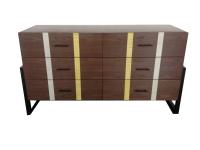 China Black Metal Base Wooden Six Drawer Dresser For Hotel Bedroom Furniture for sale