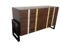 China Black Metal Base Wooden Six Drawer Dresser For Hotel Bedroom Furniture for sale