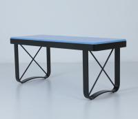 China Benjamin blue top square Small coffee table with metal base modern style for sale