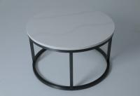China Simple And Stylish Round Coffee Table Stone Top And Steel Base For Living Room for sale