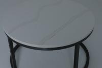 China Simple And Stylish Round Coffee Table Stone Top And Steel Base For Living Room for sale