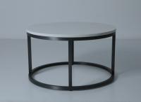 China Simple And Stylish Round Coffee Table Stone Top And Steel Base For Living Room for sale