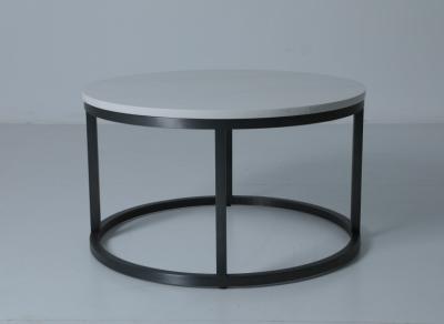 China Simple And Stylish Round Coffee Table Stone Top And Steel Base For Living Room for sale