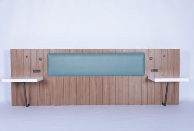 China Modern Simple Hotel Solid Wood King Headboard With Two Nightstands for sale