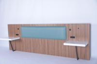 China Modern Simple Hotel Solid Wood King Headboard With Two Nightstands for sale
