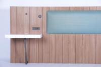 China Modern Simple Hotel Solid Wood King Headboard With Two Nightstands for sale