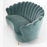 China Wooden Popular Event Furniture Rental Long Back Blue Velvet Fabric Wedding Sofa for sale