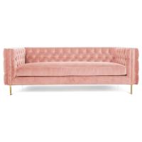 China Home furniture Pink Velvet Fabric Event Furniture Rental with 4 Golden Metal leg solid wood Base Sofa Sets for sale