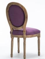 China French Style Oak Dining Room Chairs Antique Design Purple Linen Fabric for sale